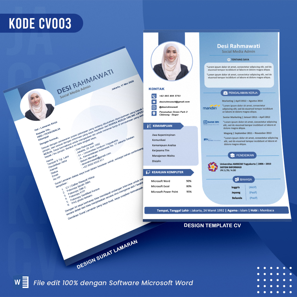 Template CV dan Surat Lamaran Kode 003