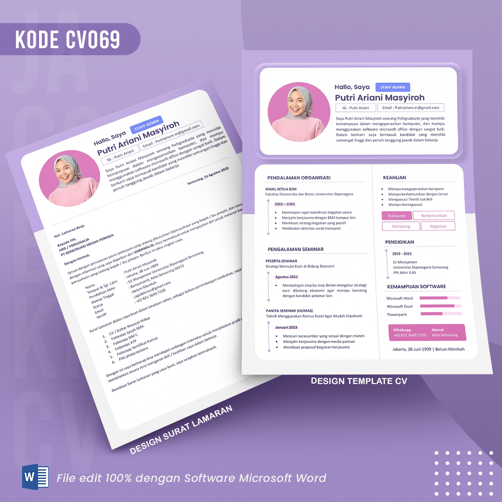 Template CV dan Surat Lamaran Kode 069