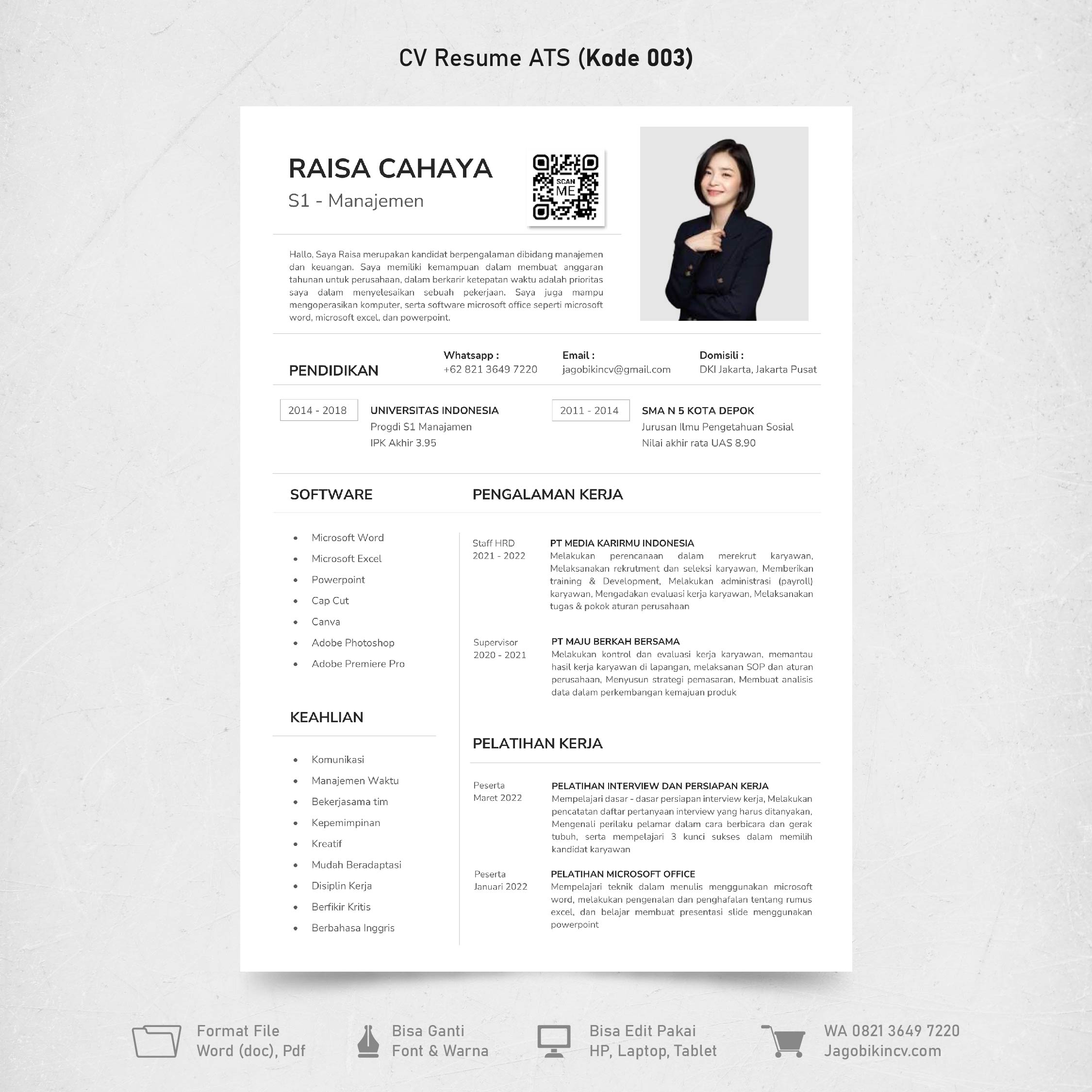 Template CV ATS Kode 003