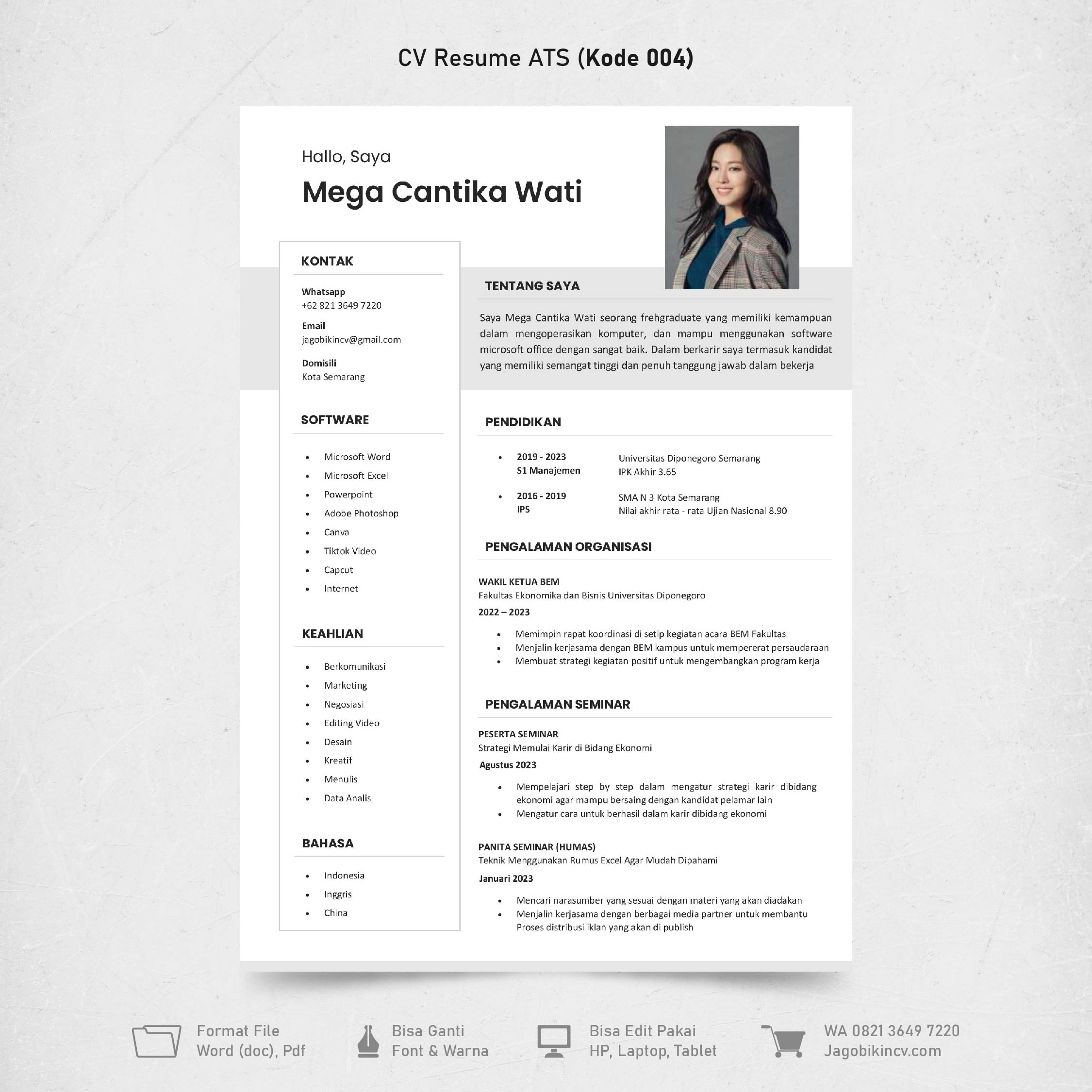 Template CV ATS Kode 004